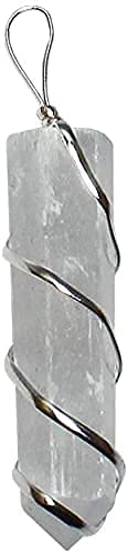 SELLINGHUB21 Raw Selenite Crystal Healing Pendant Necklace Channels Positive Energy. Balances Emotions with Stylish Chain. (Pack of 2)