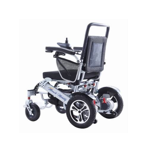 Miracle Mobility Platinum 8000 Electric Wheelchair, 61 LBS, Foldable, Aluminum, Portable, Compact, with Two Powerful Motors, Approved for Airline Travel (Silver)