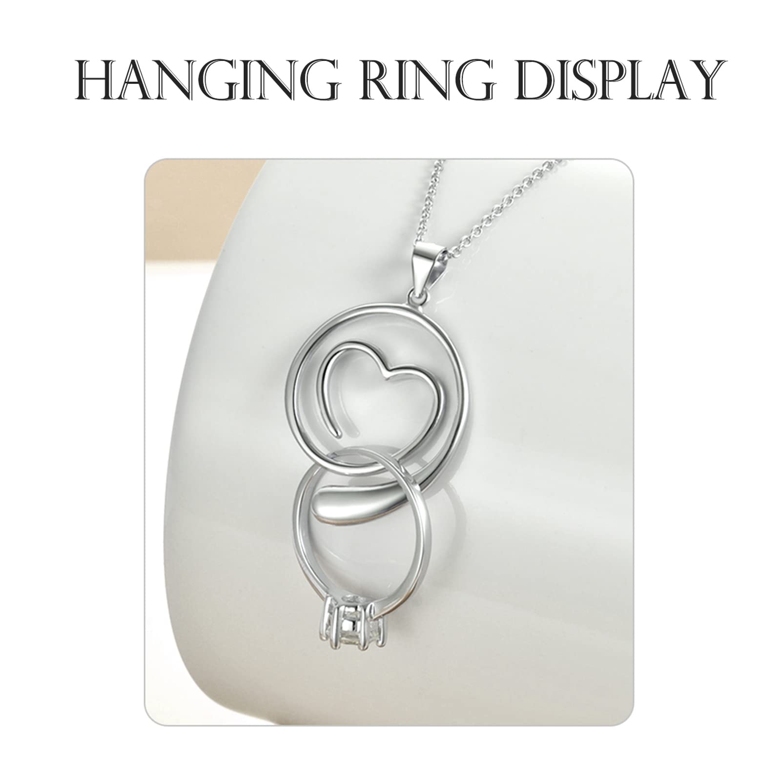 Ring Holder Necklace 925 Sterling Silver Wedding Engagement Ring Keeper Necklace for Women Birthday Gift for Wife