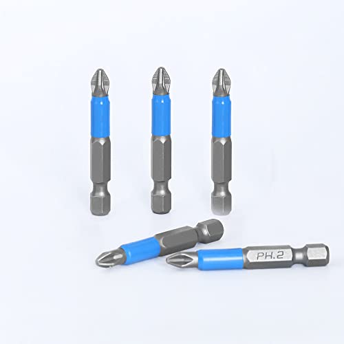 zcfochi 10 Pcs Phillips Bits Ph2 Power Tool,Impact Driver Bit Set, Magnetic Screwdriver Bits,Set 2 Inch Long Anti Slip Phillips Bits Ph2, 1/4 Inch Hex Shank 2inch/50mm