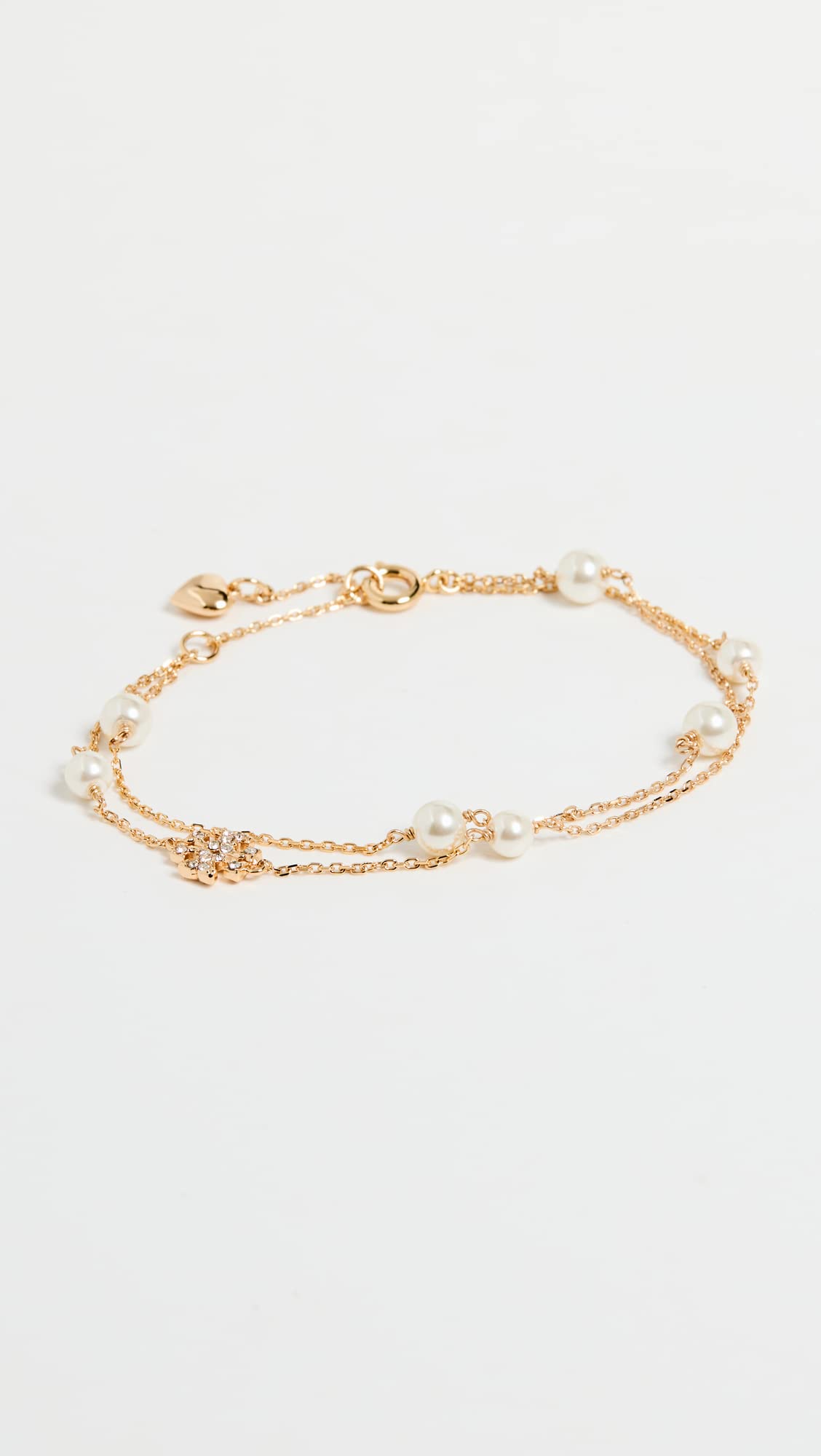 Tory Burch Women's Kira Pearl Double-Strand Bracelet, Rolled Gold/Pearl/Crystal, One Size