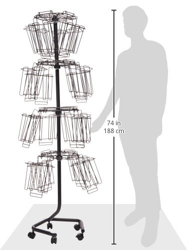 Safco Products 4128CH 32 Pockets Wire Brochure Display Rack, Charcoal, Rotating for Increased Visibility, Office and Classroom Organization