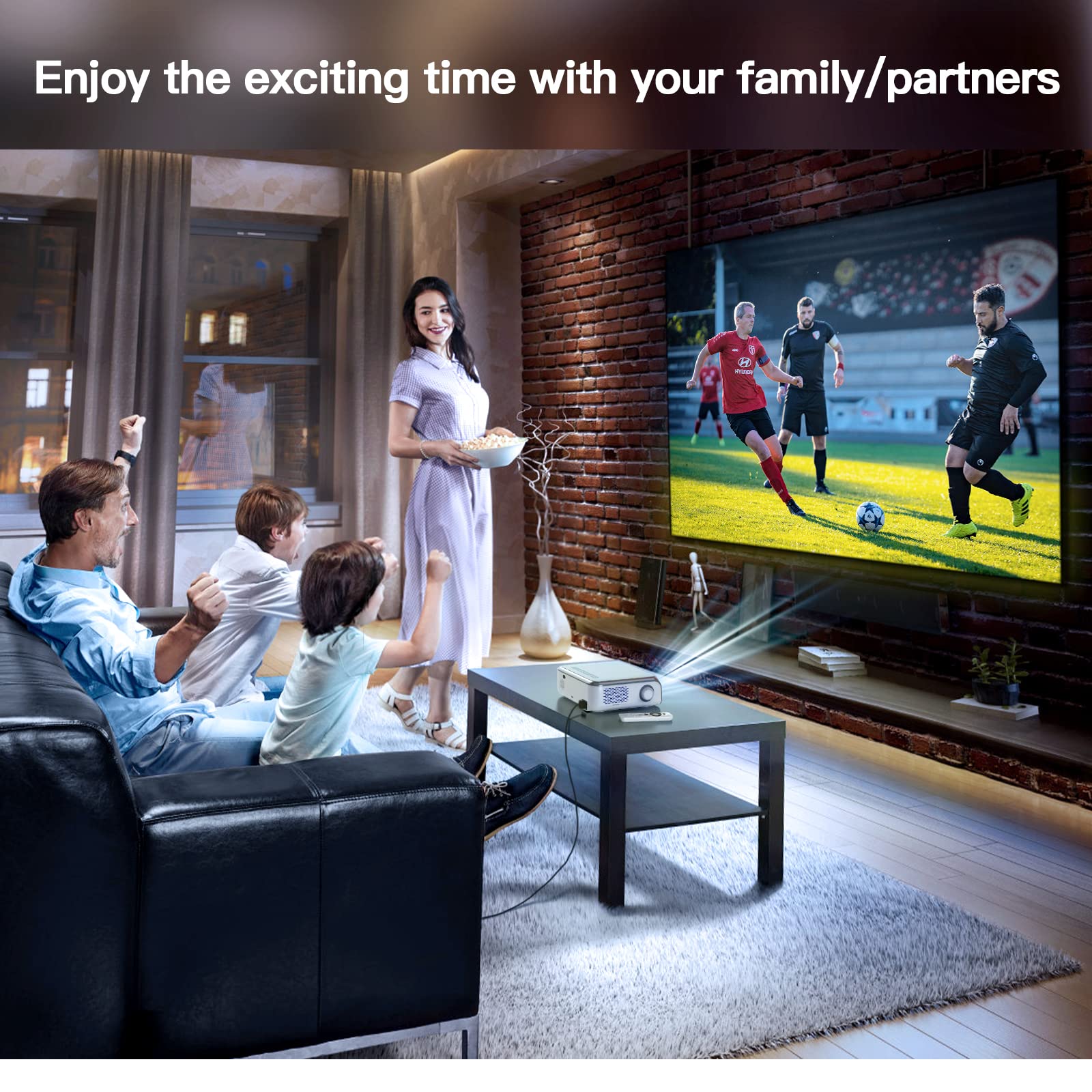 Projector 4K with WiFi and Bluetooth, 5G 1080P Outdoor Movie Projectors, 9500L/700ANSI Portable Smart Mini Projector with 100" Proyector Screen & Tripod, Compatible with iOS/Android/Win/TV Stick