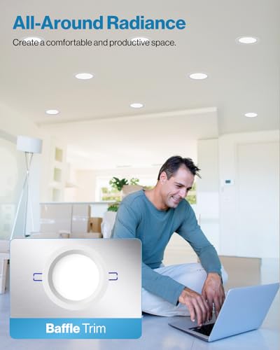 Sunco 12 Pack 6 Inch Ultra Thin LED Recessed Ceiling Lights Slim, 6000K Daylight Deluxe, Dimmable 14W, Baffle Trim Damp Rated, Canless Wafer Thin with Junction Box
