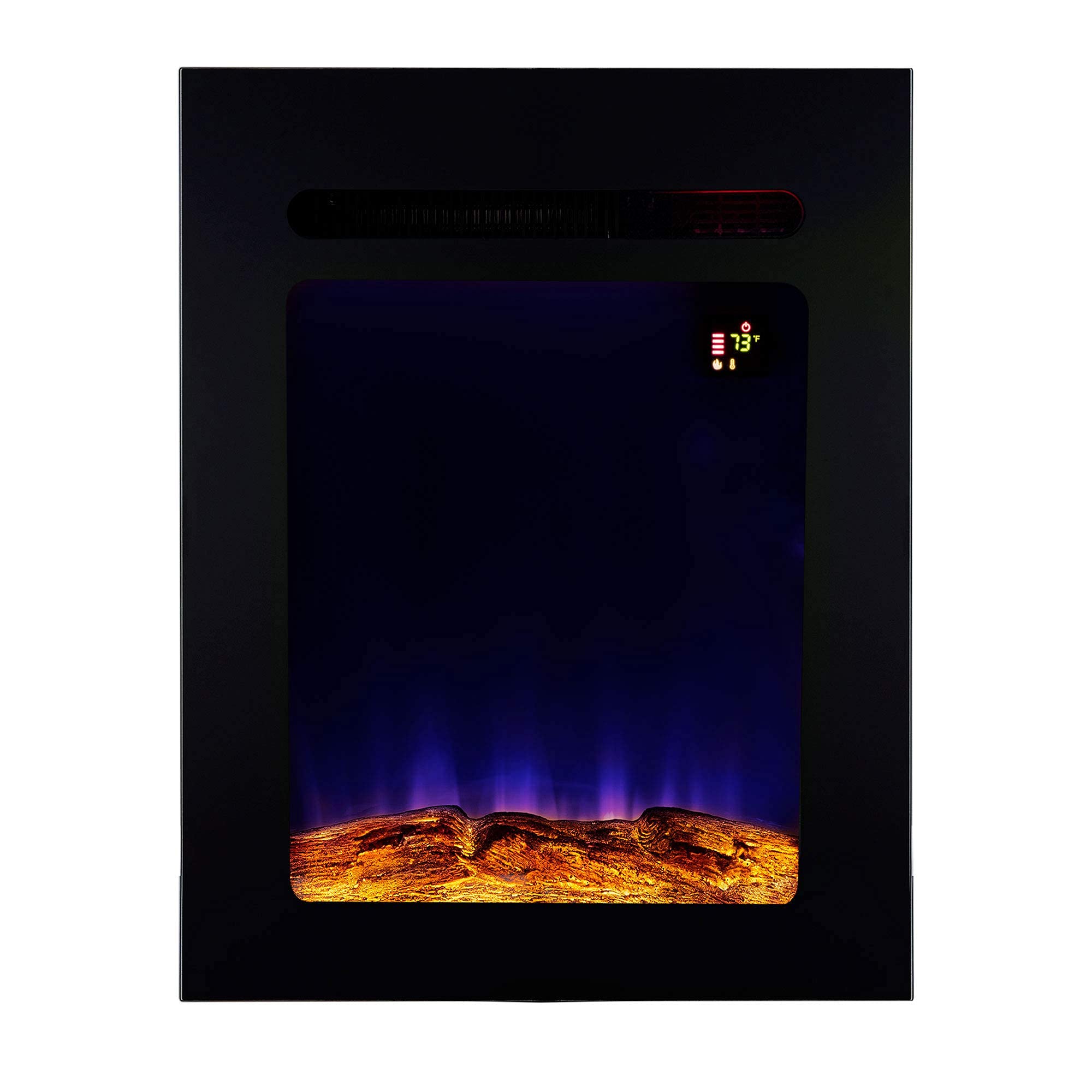 RecPro RV Fireplace 18" | Recessed Electric Fireplace | Glass with Log View | Includes Remote | Three Different Flame Color Options