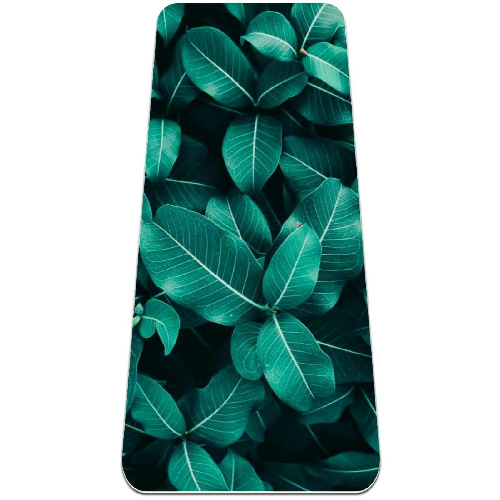 Yoga Mat, Yoga Mats for Home Workout, Workout Mat, Exercise Mats, Pilates Mat, tropical plant leaves blue pattern