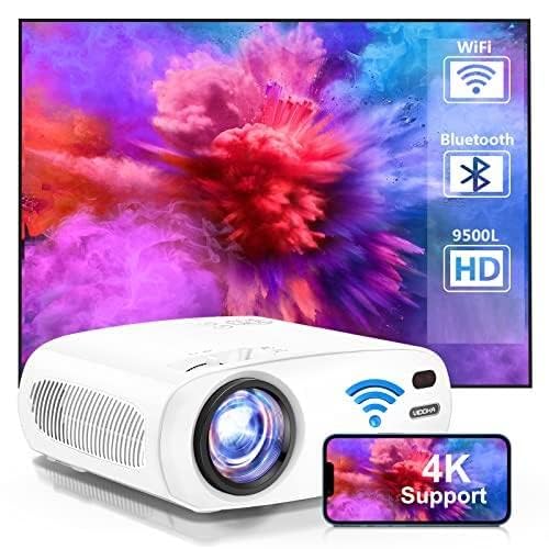 Projector with WiFi and Bluetooth - Native 1080P 9500 LUX Brightness, Support 300 Inch Display, Keystone & Zoom, Movie Outdoor Projector Portable Design with Carry Bag