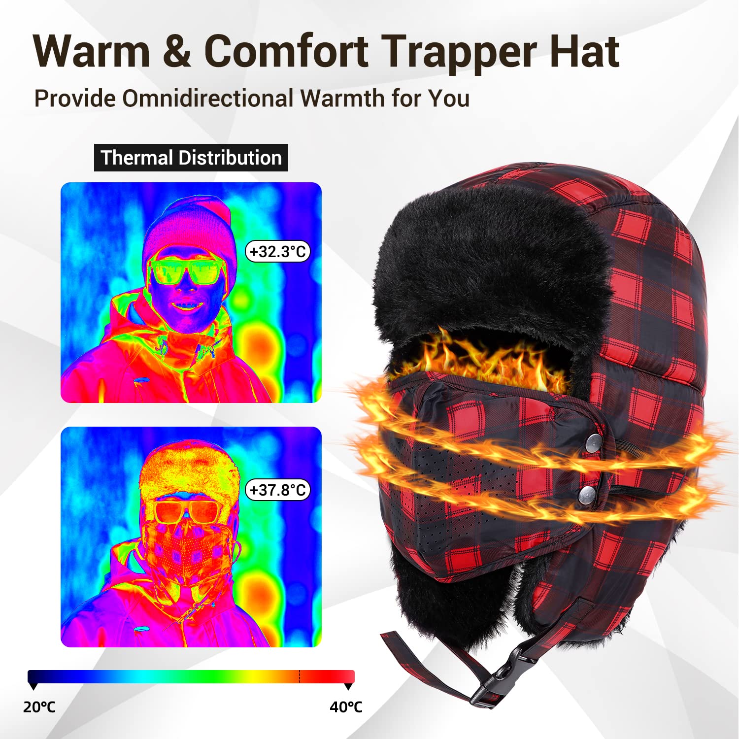 Sportneer Hat for Men Winter Hat with Ear Flaps for Mens Women