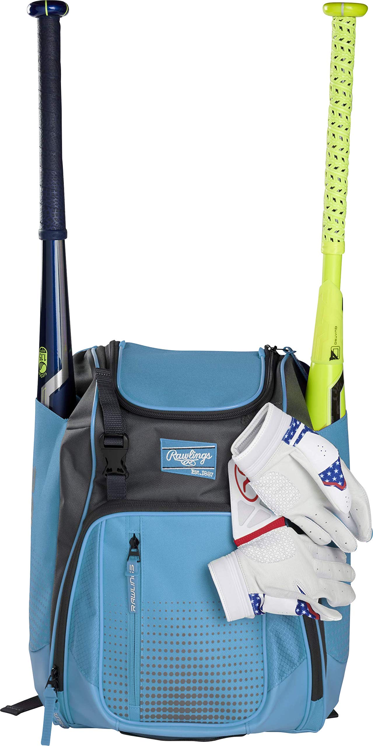 Rawlings | FRANCHISE Backpack Equipment Bag | Baseball / Softball | Columbia Blue
