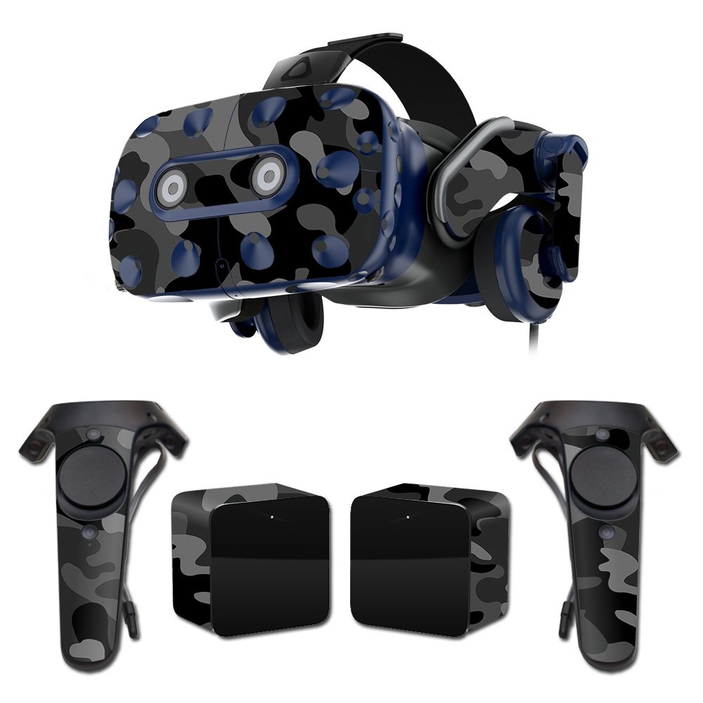 MightySkins Skin Compatible with HTC Vive Pro VR Headset - Black Camo | Protective, Durable, and Unique Vinyl Decal wrap Cover | Easy to Apply, Remove, and Change Styles | Made in The USA