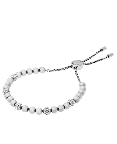 Michael Kors Stainless Steel and Pavé Crystal Beaded Bracelet for Women, Color: Silver (Model: MKJ5219040)