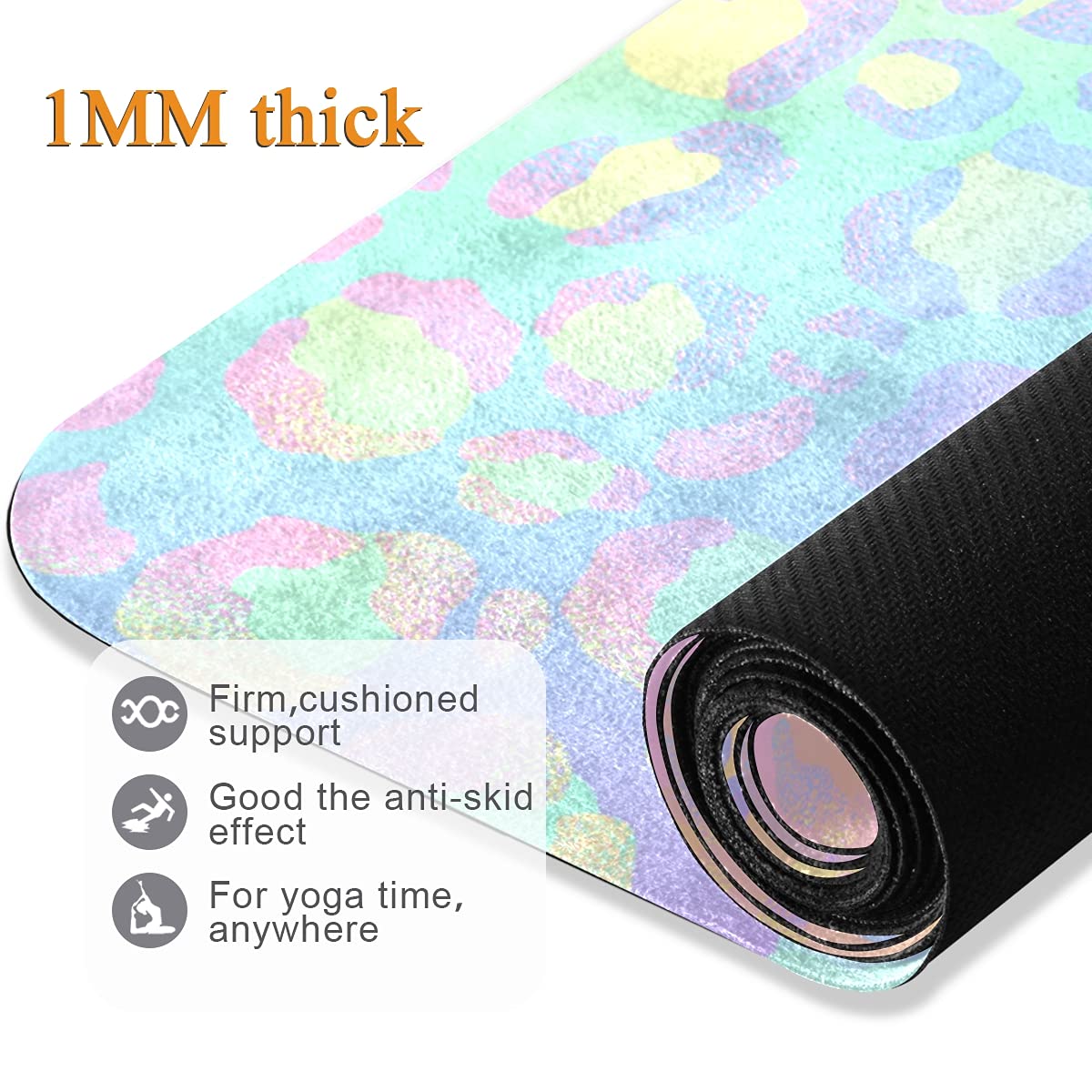 senya Rainbow Leopard Print Cheetah Yoga Mat Cover, Non Slip Exercise Mat Cover High Performance Grip, Coming with Carry Bag(7ue6a)
