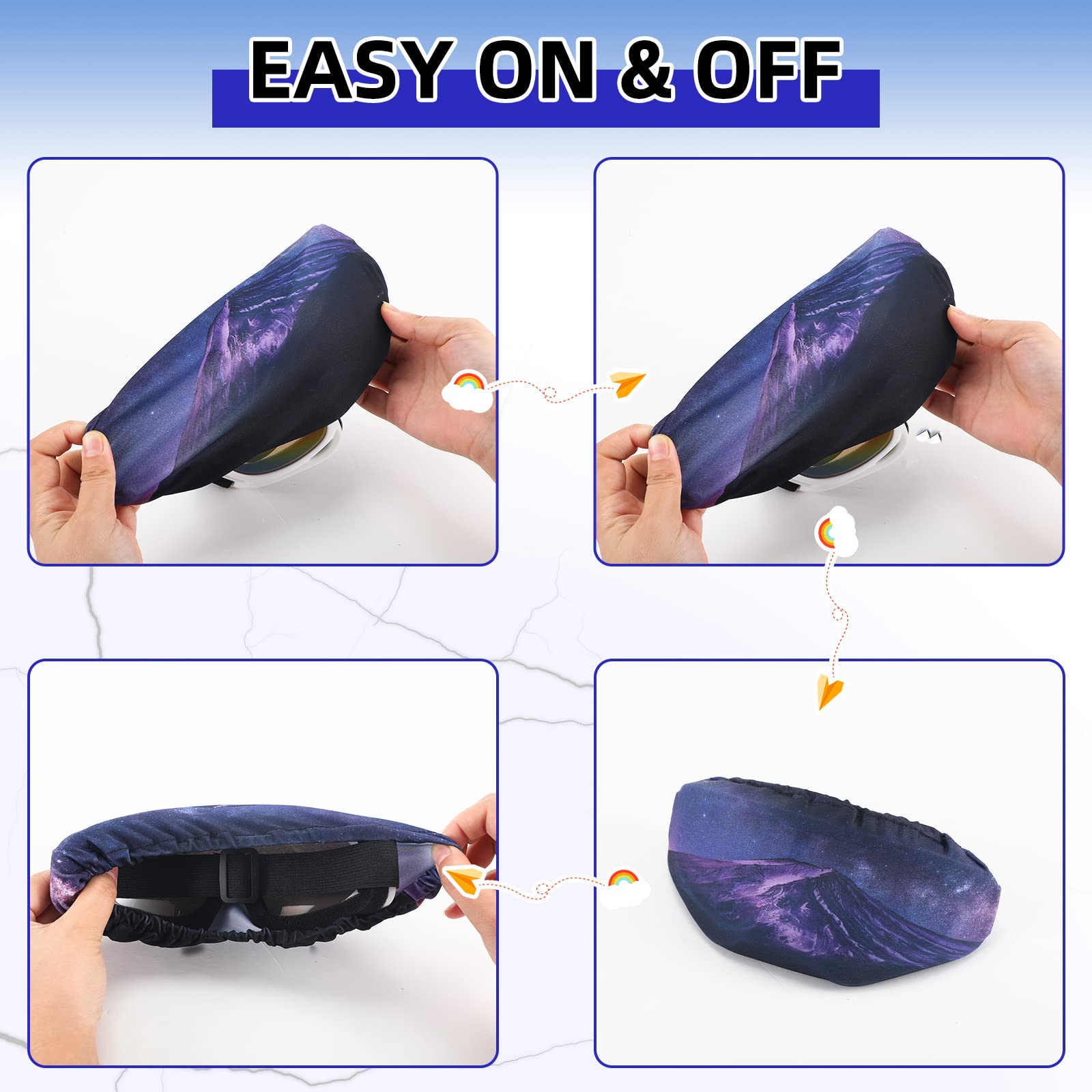 TOODOO 2 Pieces Microfiber Protective Ski Goggle Cover Ski Goggle Cover Protectors for Snow Ski Goggles (Snow Mountain)