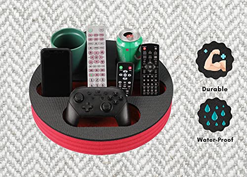 Polar Whale Couch Drink Holder Red and Black Refreshment Tray for Sofa Bed Floor Car RV Lounge TV Room Durable Foam 4 Compartments with Game Controller Slot 13.75 Inches Wide