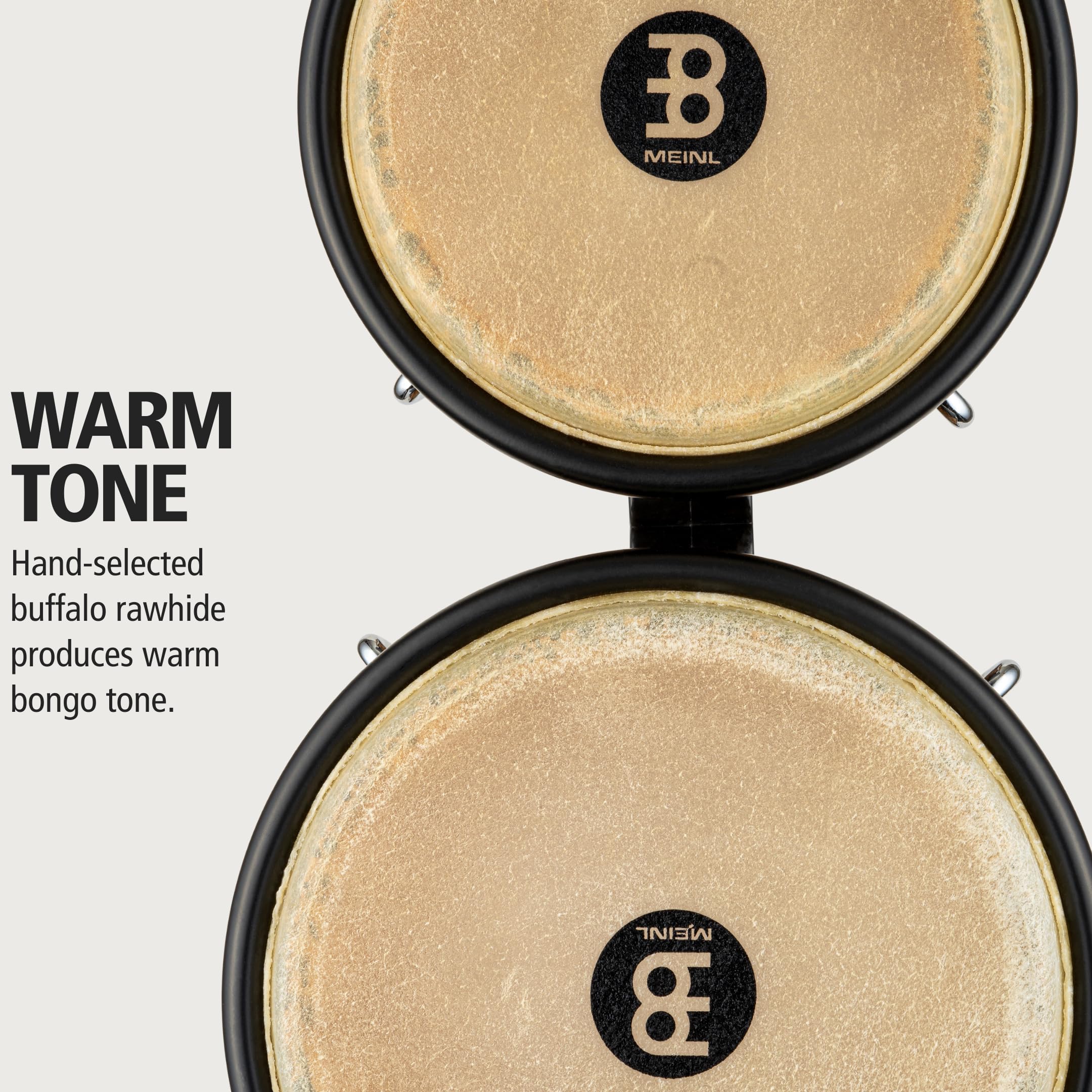 Meinl Percussion Bongos Hand Drum Set 6.75" and 8" with Hardwood Shells and Tuning Key — NOT MADE in CHINA — Marathon Designer Series, 2-YEAR WARRANTY (FWB190LB)