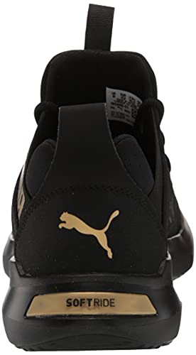 PUMA Women's Softride Enzo NXT Shine Lace Up Sneaker Black/Gold 6 Medium US