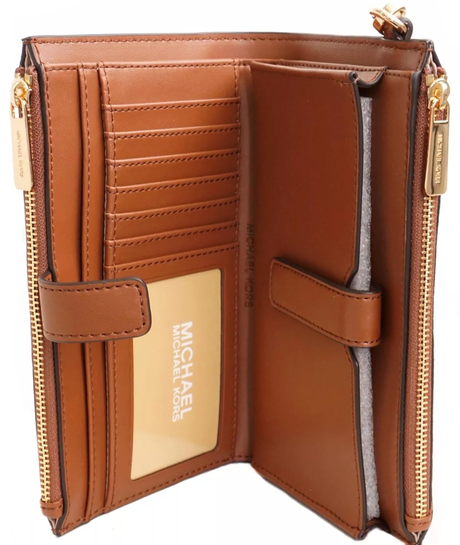 Michael Kors Jet Set Travel Double Zip Wristlet - Signature PVC (Brown / Acorn)