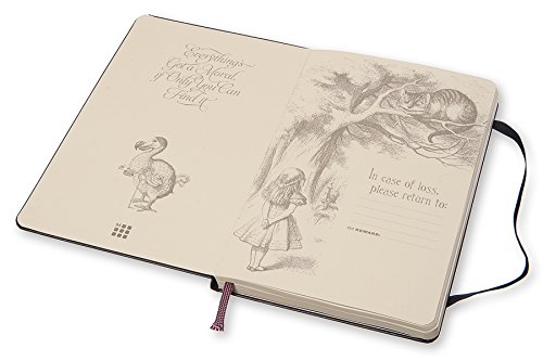 Moleskine Limited Edition Alice in Wonderland Notebook, Hard Cover, Large (5" x 8.25") Plain/Blank, Black, 240 Pages, (LEAL01QP062)