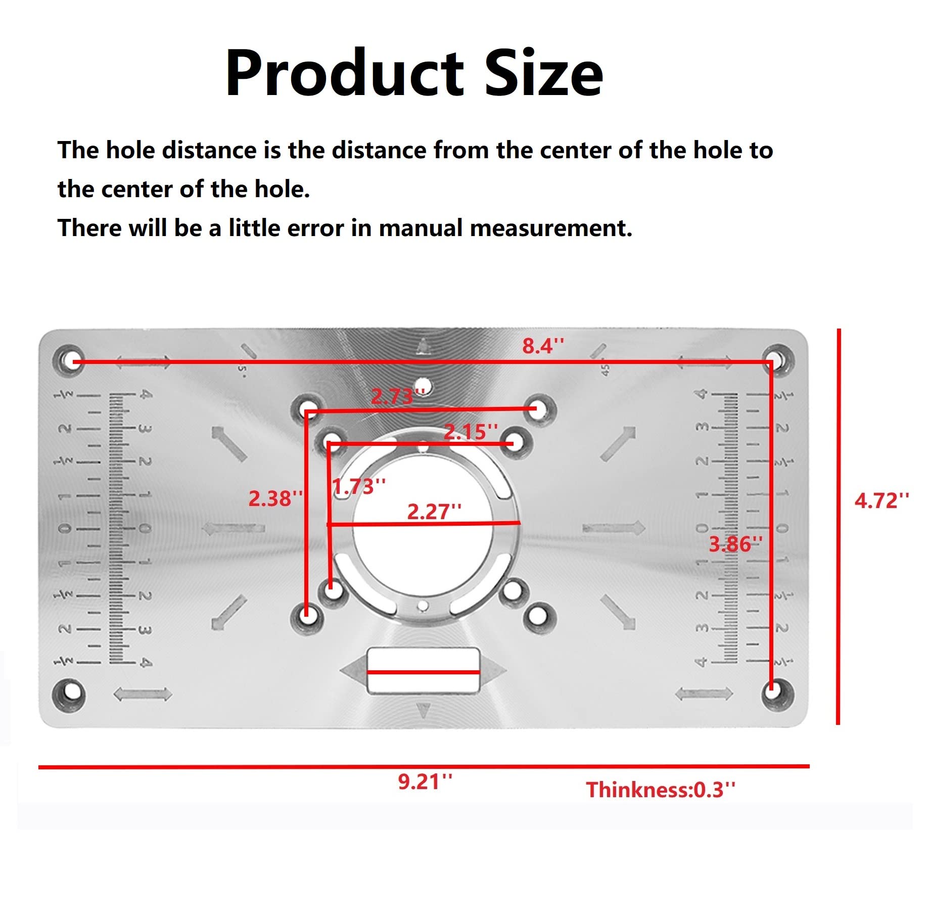 Router Table Insert Plate Aluminum, Multifunctional Woodworking Benches Router Trimmer Models Engraving Machine with 4 Rings Tools Flip Board (Size: Approx. 235 120 8mm /9.3 4.7 0.3in)
