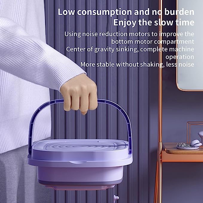 Portable Washing Machine, 8L High Capacity Mini Washer with 3 Modes Deep Cleaning Half Automatic Washt, Foldable Washing Machine with Soft Spin Dry for Socks, Baby Clothes, Towels (Purple)