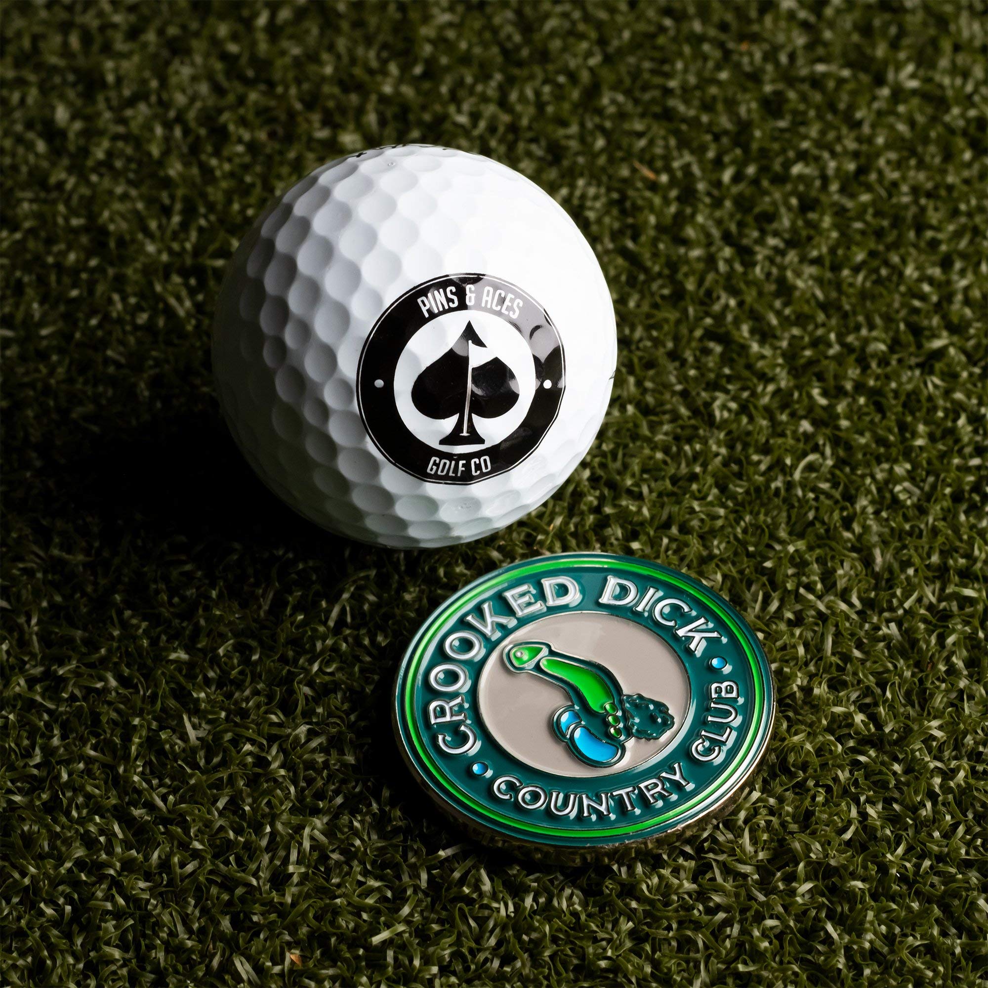 Pins & Aces Golf Ball Marker - Premium Metal, Unique Enamel Paint Custom Design - Attaches to Any Magnet - Add Style & Customize Your Golf Game