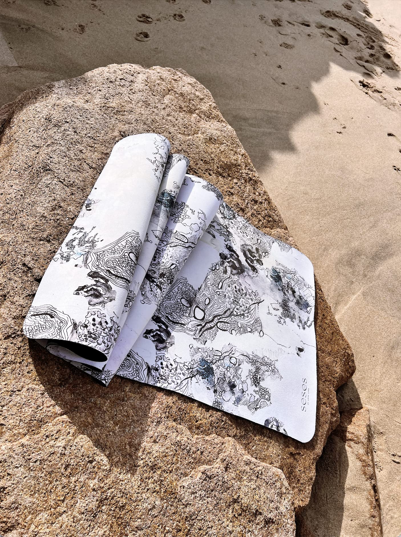 SESES UNDERWATER WORLD Vegan Suede Yoga Exercise Mat. Best for hot yoga, pilates