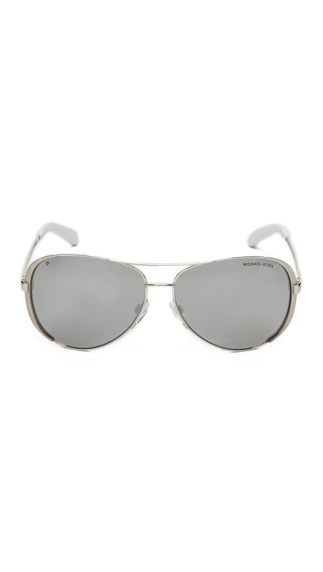 Michael Kors Women's Classic Polarized Pilot Sunglasses, Silver (Silver-Silver Mirrored polarised 1001z3), Large (Herstellergröße: 59)
