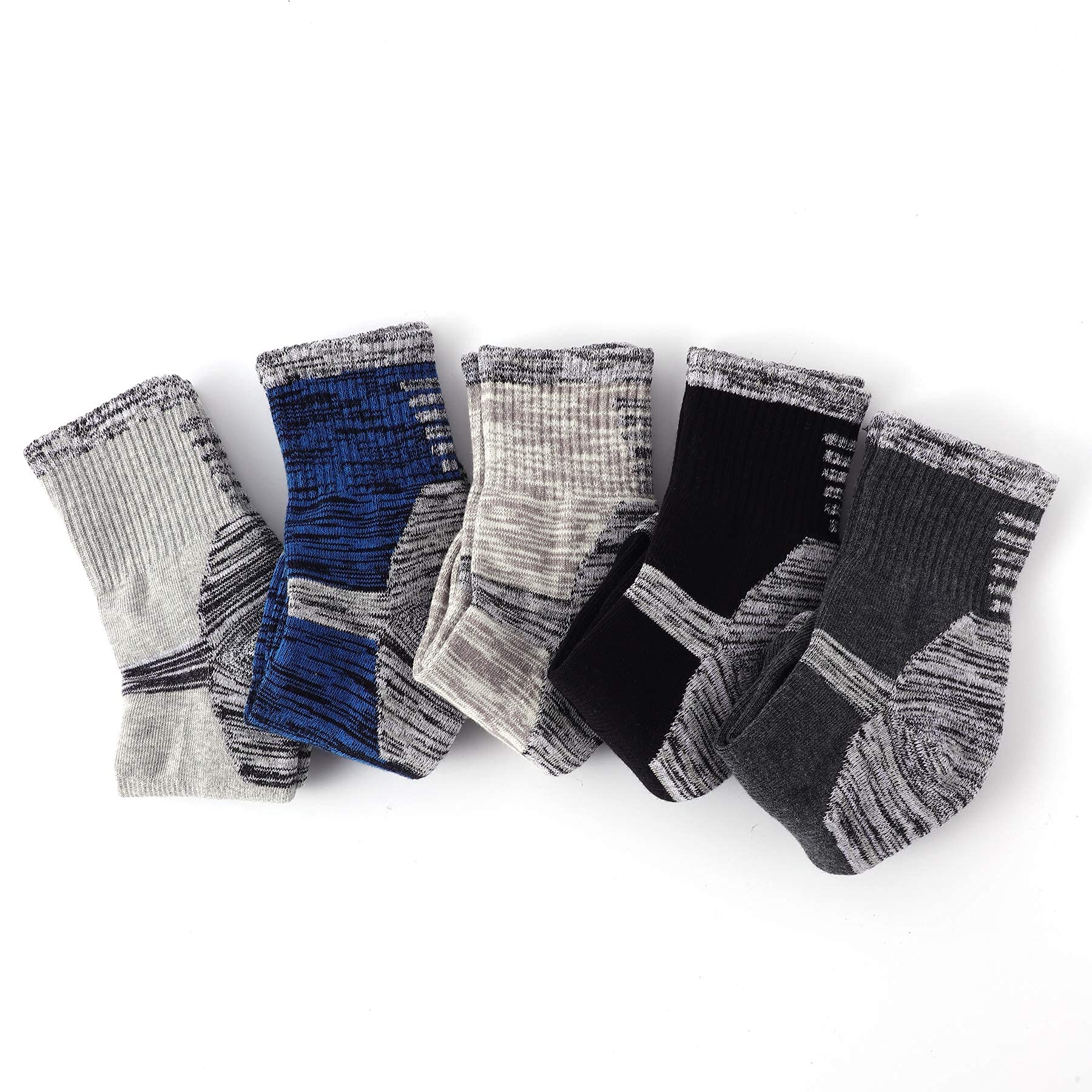 puqik walking socks,Multi Performance Cushion exercise Quarter Socks for Outdoor Camping hiking Trekking,5 Pairs