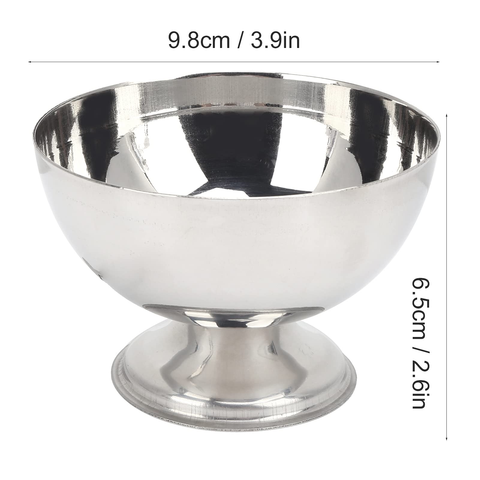 TOPINCN Metal Bowl, Stainless Steel Bowl Short Footed Medium Small Size Stainless Steel for Serving Ice Cream for Dessert Snacks