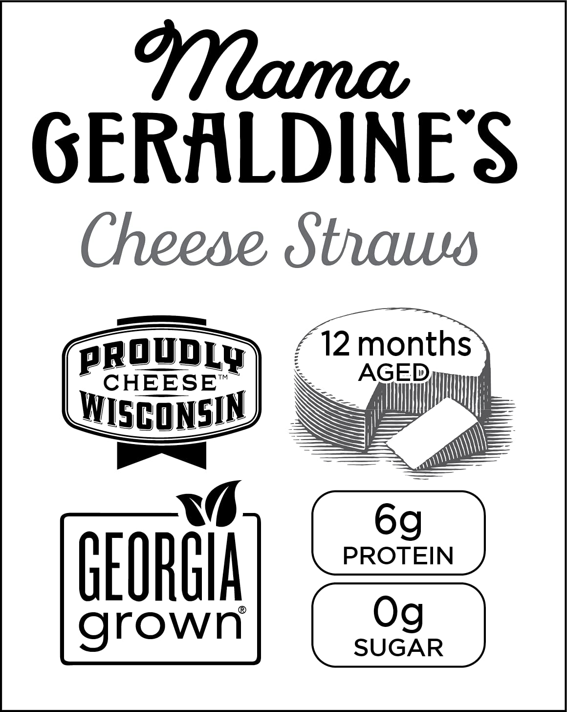 Mama Geraldine's Cheese Straws, Aged Cheddar, 4.5 Ounce, 12 Pack