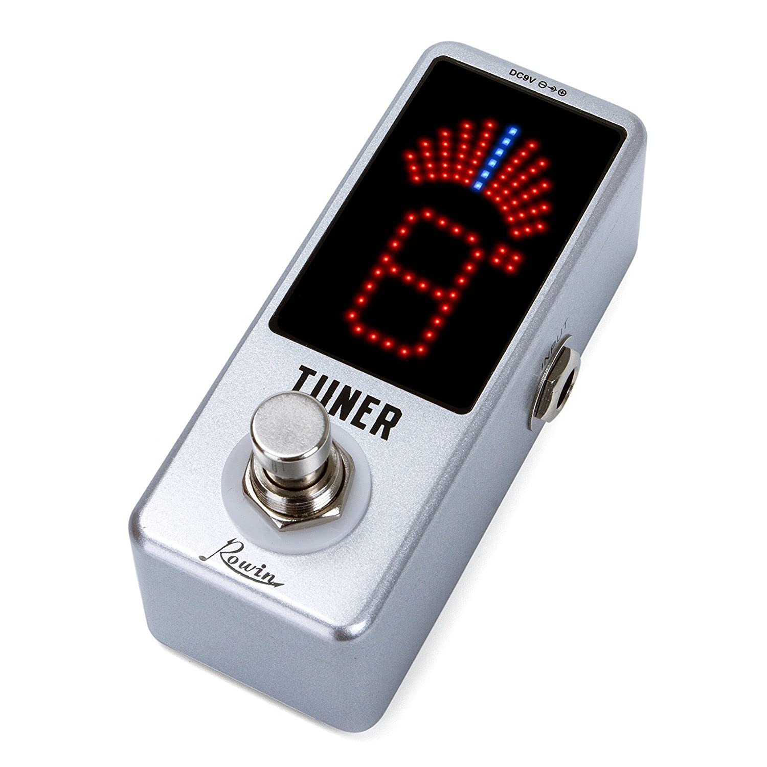 Rowin High Precision Guitar Chromatic Tuner Pedal with 9V DC 1A Pedal Power Supply