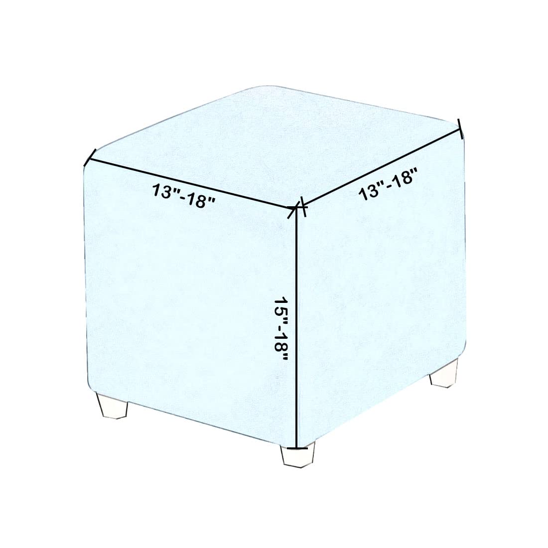 RHYII Ottoman Covers Slipcover Square Jacquard Fabric Footstool Protector Covers Storage Stool Ottoman Covers Stretch with Elastic Bottom Small Light Grey