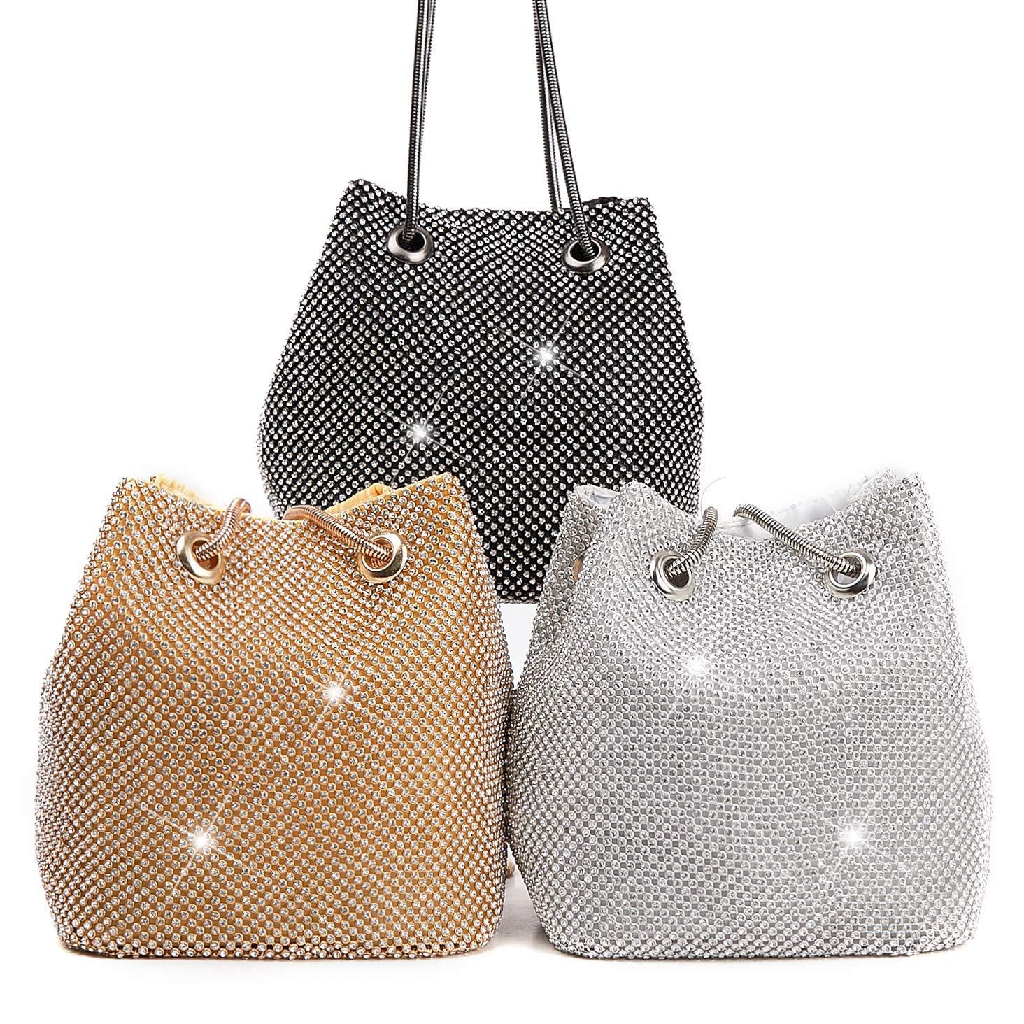 Mogor Women's Triangle Bling Glitter Purse Crown Box Clutch Evening Luxury Bags Party Prom Gold
