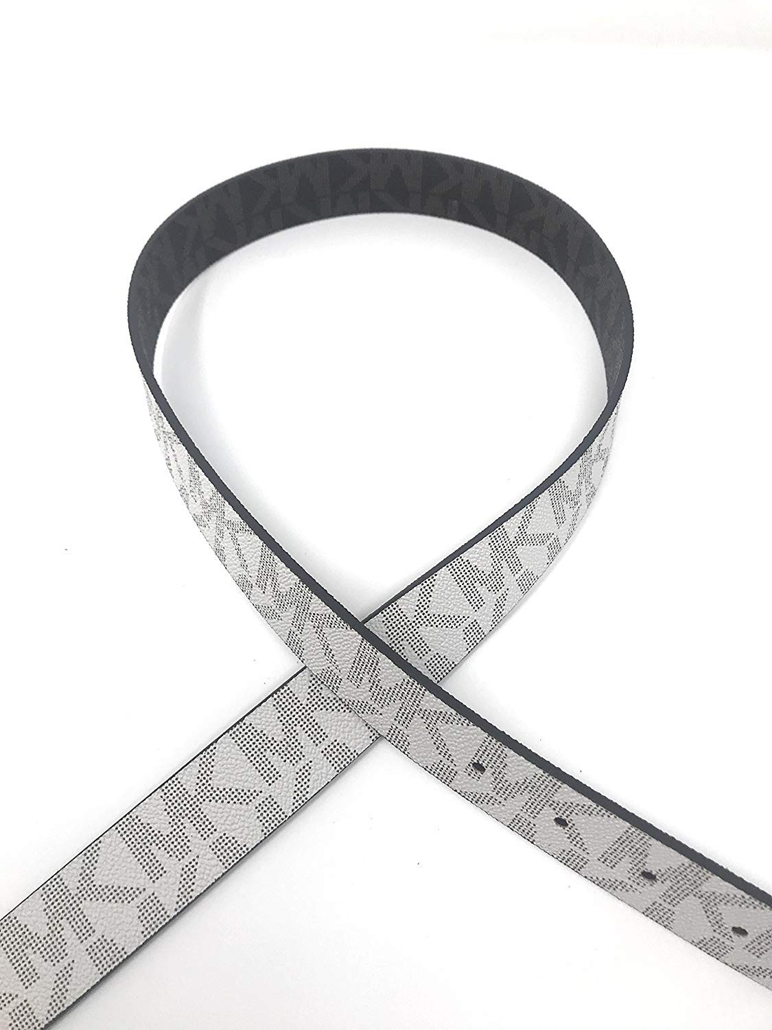 Michael Kors Women's Rectangle Buckle Reversible Brown To Vanilla Logo Belt (M)