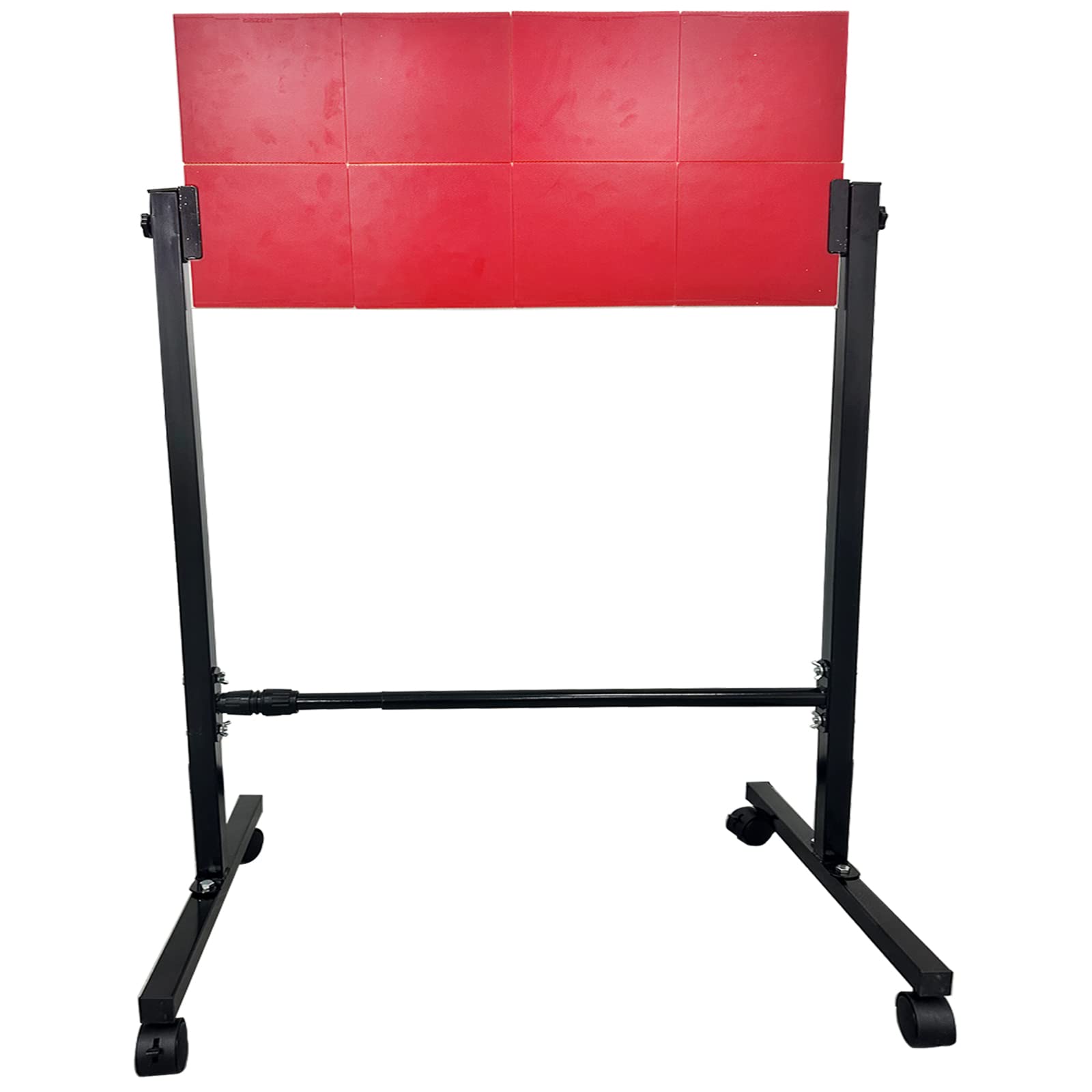 Table Tennis Rebound Board with 8 Red Rubbers, Movable Universal Wheels, Angle Adjustable Professional Ping-Pong Return Board for Indoor Ping-Pong Club and Outdoor Court