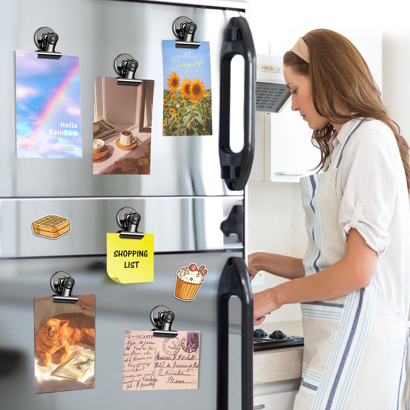 WUDIME 20 Pack Magnetic Clips Fridge Magnets Refrigerator Magnets, Black Magnet Clips for Whiteboard, Clip Magnets for Photo Displays, Home, Office,Classroom