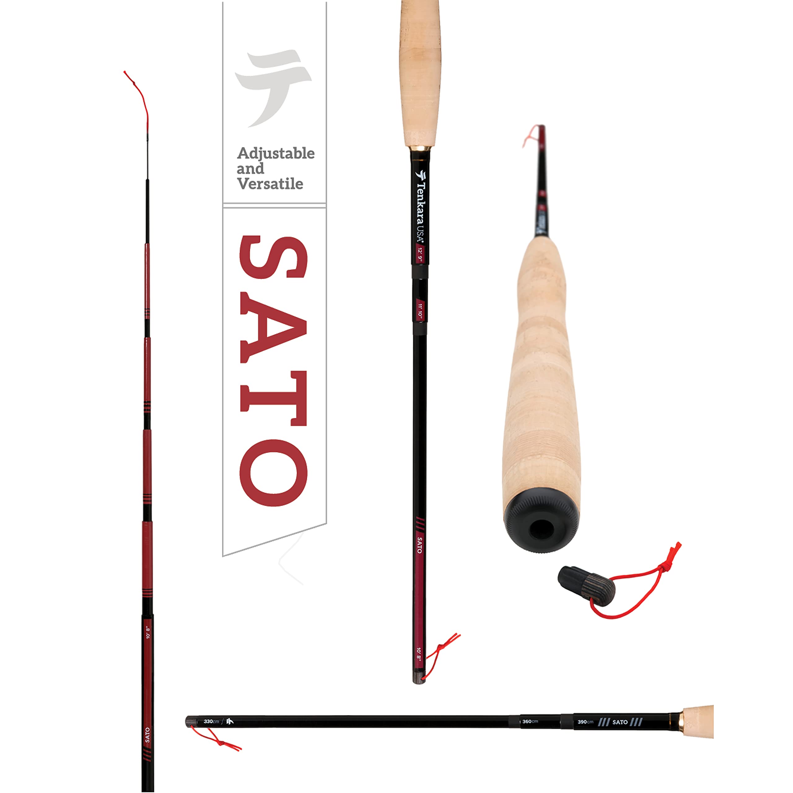 Tenkara USA Fly Fishing (Complete Set: SATO™ Rod + Starter Kit) | for Large & Small Fish - Carbon Fiber, Lightweight, Telescopic, Adjustable, 3 Multi-Lenghts ((10'8"/ 11'10"/ 12'9")