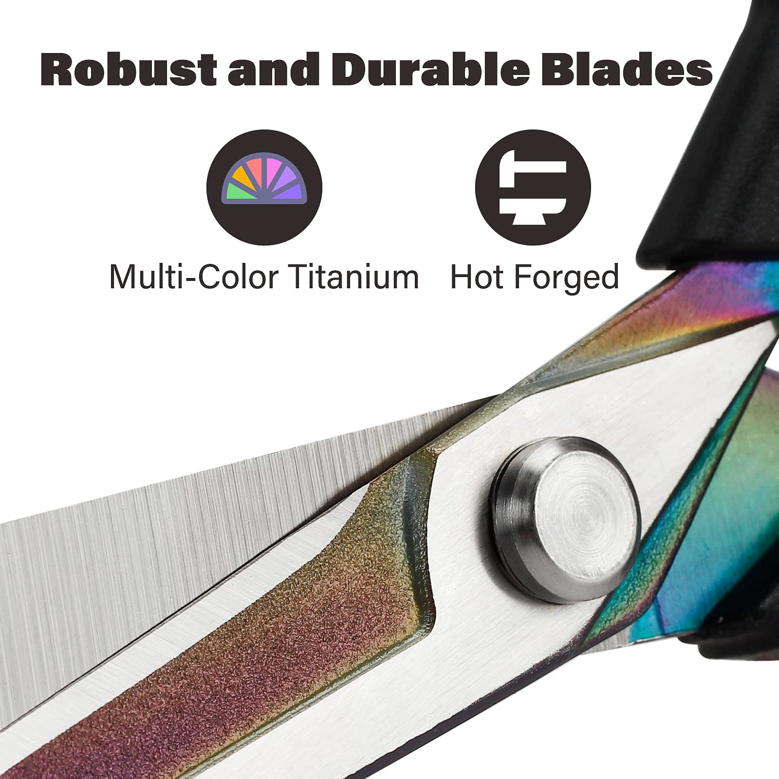 QMVESS Premium Fabric Scissors 9.5 Inch Heavy Duty Scissors All Purpose Titanium Coating Forged Stainless Steel Sewing Scissors, Ergonomic Comfort Grip Shears, for Fabric Leather Carpet (Black Gray)