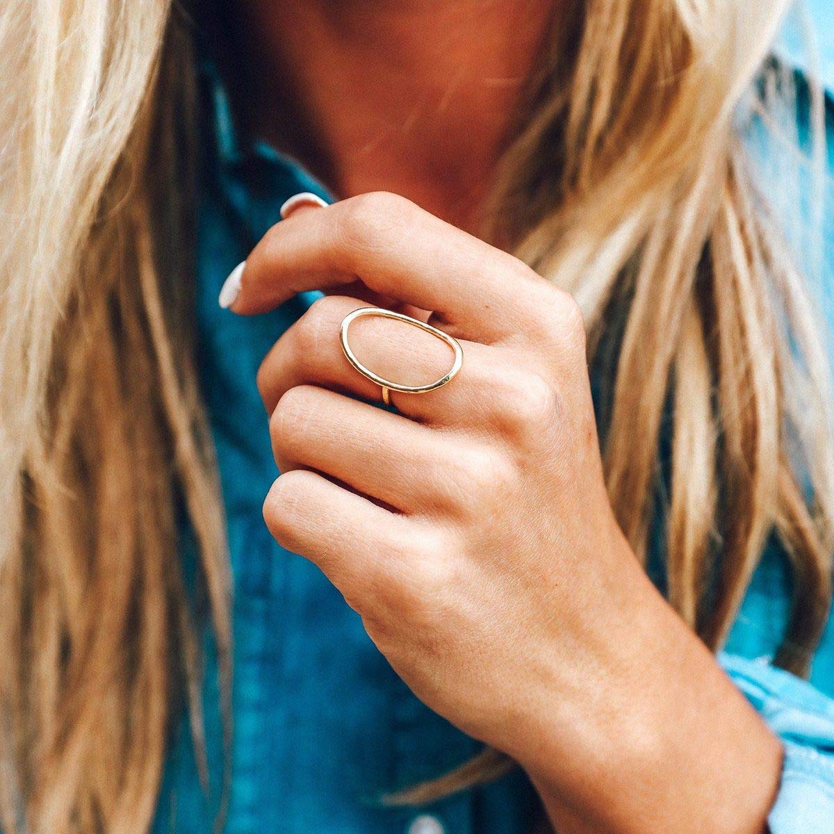 Pura Vida Silver-Plated Oval Open Ring - Matte Finish, Brass Band, Exclusive Design - Size 8