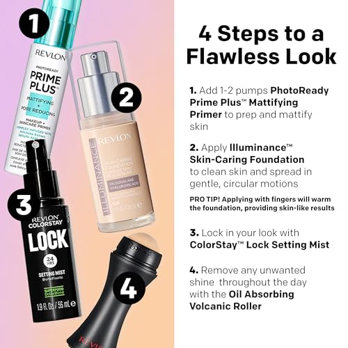 Revlon Illuminance Skin-Caring Liquid Foundation, Hyaluronic Acid, Hydrating and Nourishing Formula with Medium Coverage, 201 Creamy Natural (Pack of 1)