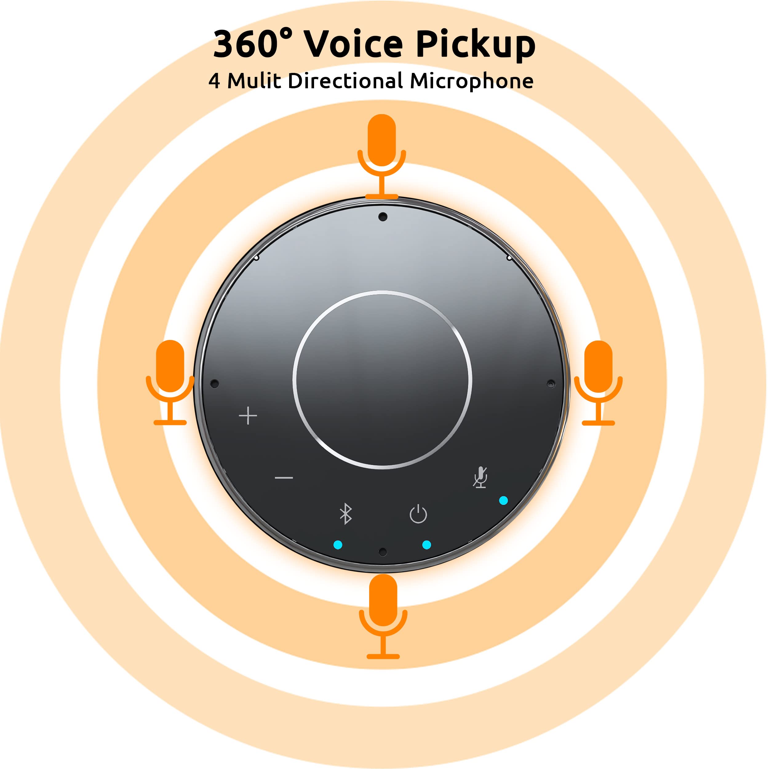 TOUCAN Conference Speakerphone with 4 Built-in Echo-Canceling Microphone | Home Office, Conference Room Meeting Use | Bluetooth Enabled Conference Speaker