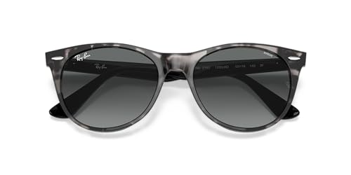 Ray-Ban Rb2185 Wayfarer II Evolve Polarized Round Sunglasses, Grey Havana/Photochromic Azure Gradient Blue, 52 mm