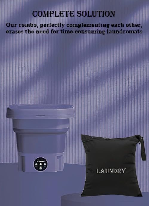 Portable Washing Machine-Mini Washing Machine Foldable-Portable Washer Machine-WATERPROOF Laundry Bag -8L Capacity for Clothes, Socks-Perfect for Travel-Apartments, Dorms-Mini Washing Machine-(Purple)