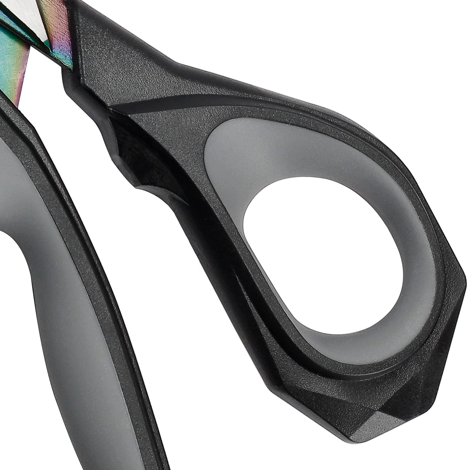 QMVESS Premium Fabric Scissors 9.5 Inch Heavy Duty Scissors All Purpose Titanium Coating Forged Stainless Steel Sewing Scissors, Ergonomic Comfort Grip Shears, for Fabric Leather Carpet (Black Gray)