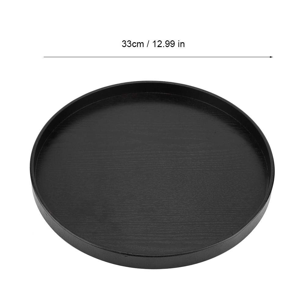 Round Wood Serving Tray Wooden Plate Tea Food Server Dishes Water Drink Platter