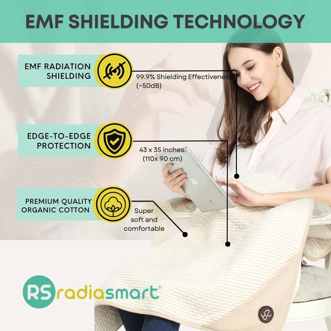 Radia Smart 5G Blocking, EMF Protection Baby Blanket, Pregnancy Belly Shielding, Organic Cotton, Cream, 35”x30