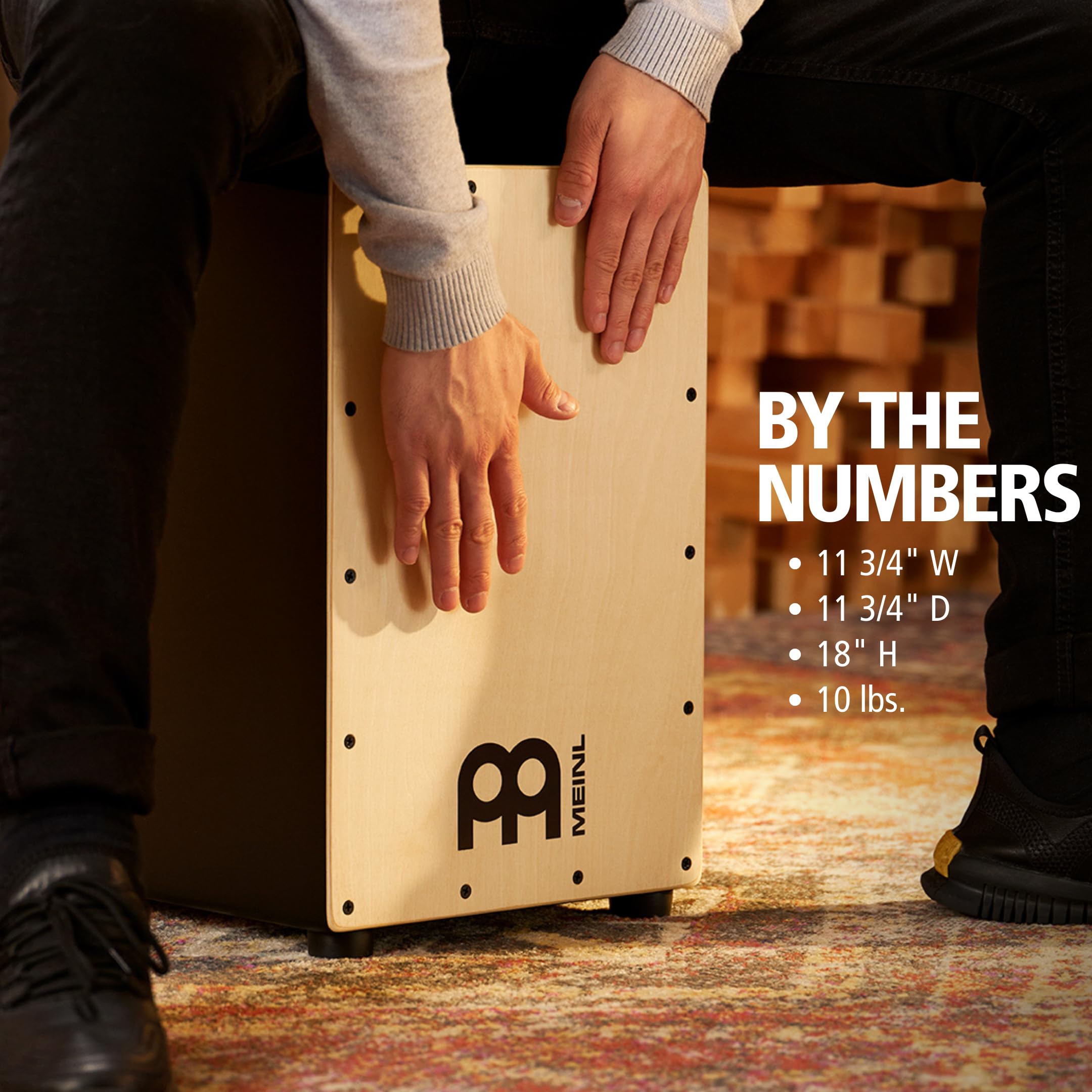 Meinl Percussion MCAJ100BK-MA+ Maple Cafe Cajon with Internal Fixed Snares and FREE Gig Bag, MDF Resonating Body (VIDEO)