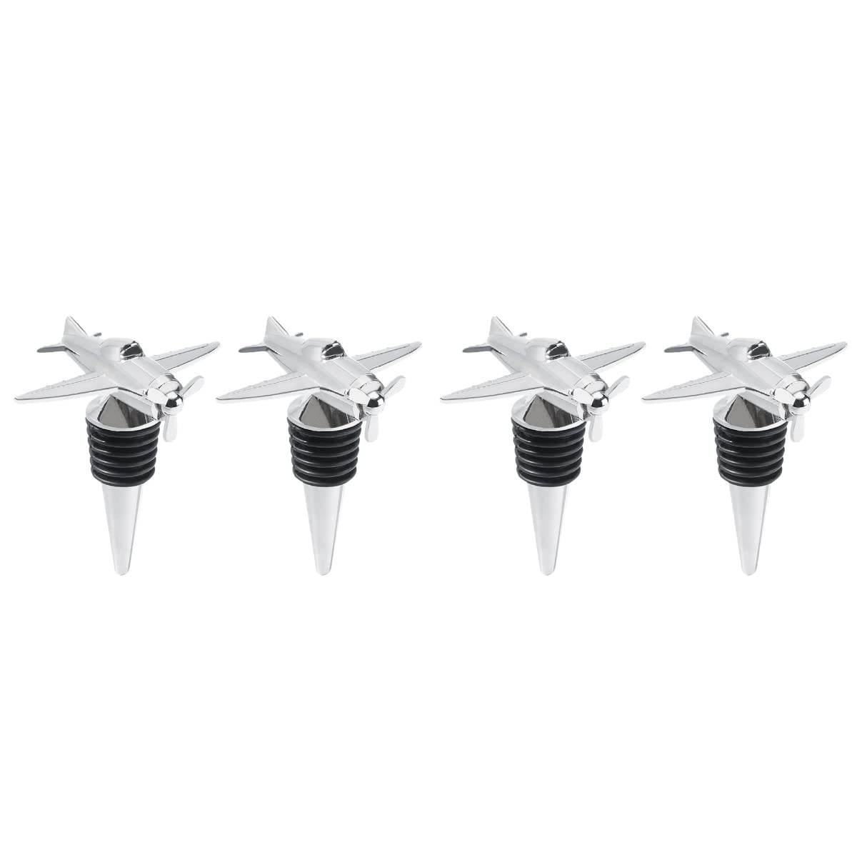 Zerodeko 4PCS Zinc Alloy Wine Bottle Stoppers, Wine Bottle Stopper, Wine Champagne Preservation Plug, Aircraft Style Beer Wine Spout Saver Beverage Bottle Seal
