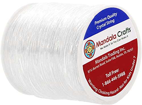 Mandala Crafts Crystal String Transparent 0.8mm Elastic Cord for Jewelry Making - 65 YDs Stretchy Elastic String Beading Cord - Elastic Bracelet String for Bracelet Making