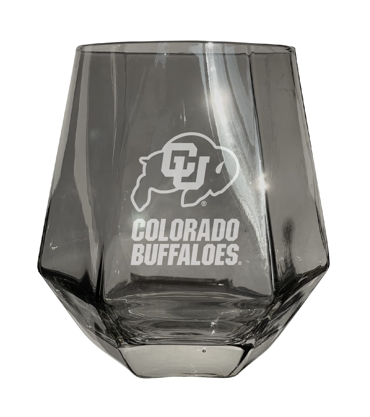 R and R Imports Colorado Buffaloes Etched Diamond Cut Stemless 10 Ounce Wine Glass Grey 2-Pack Officially Licensed Collegiate Product